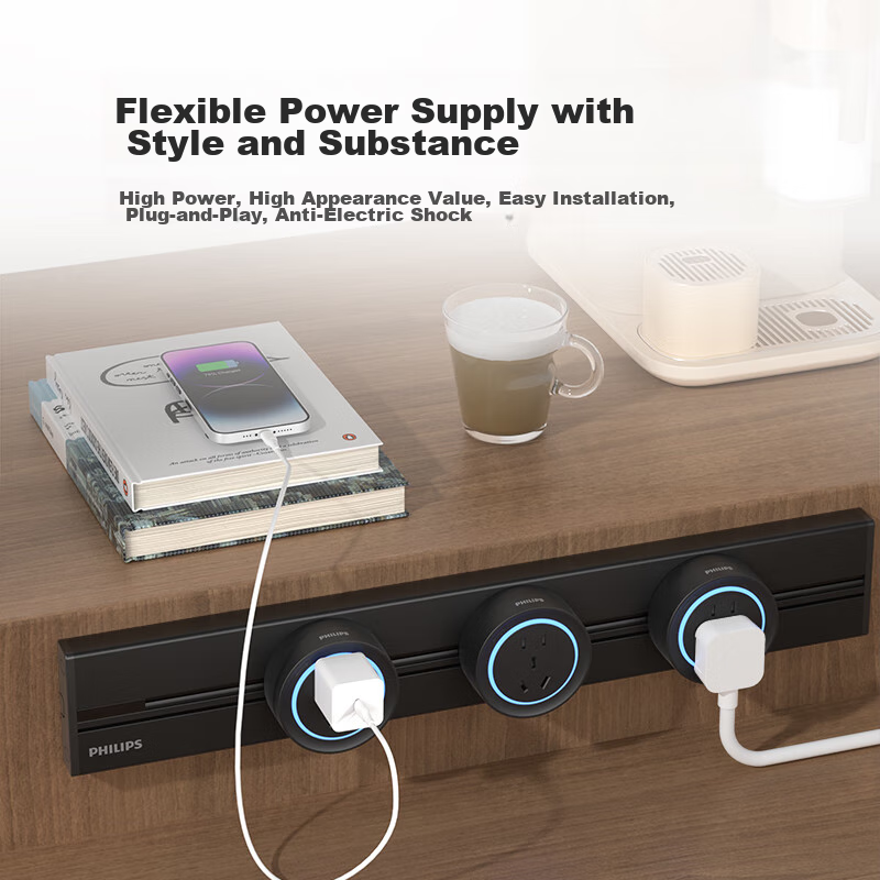 Philips Surface-Mounted Track Socket, Movable Wall Socket with Sliding ...