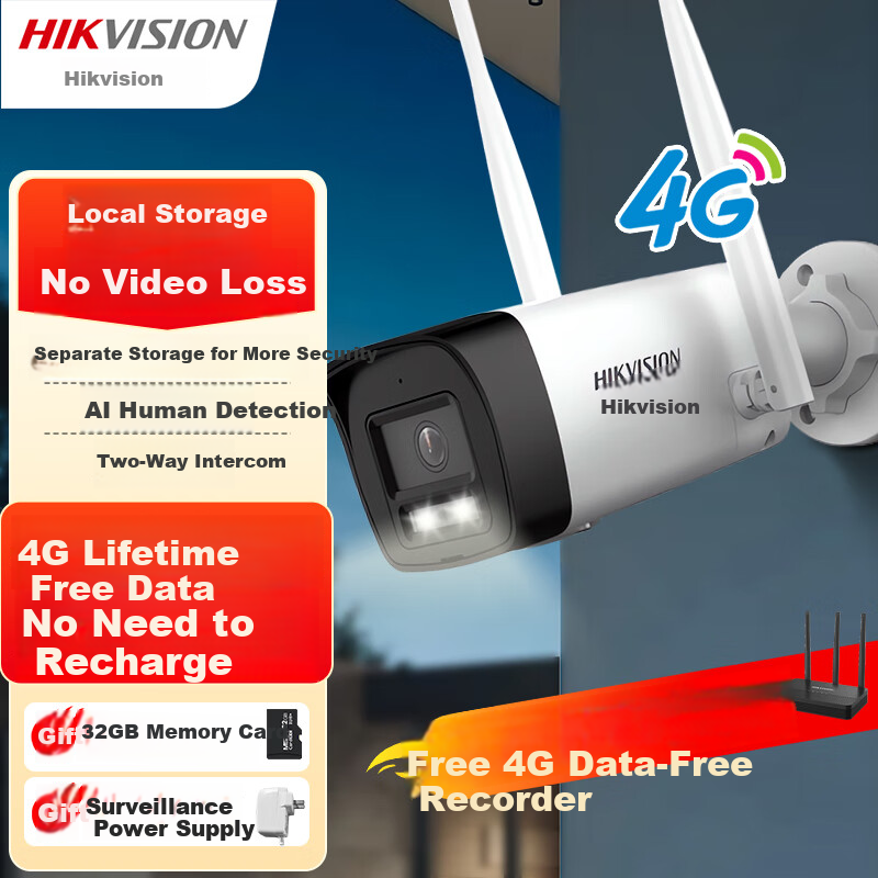 HIKVISION 4G Lifetime Free Traffic Wireless Camera 4 Million Pixels ...