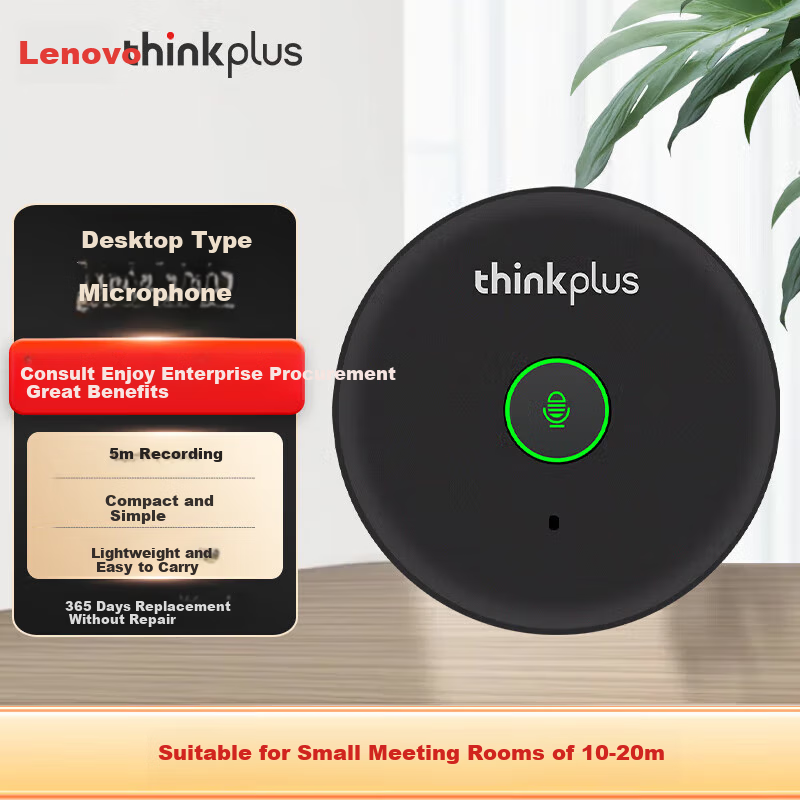 ThinkPad Lenovo Thinkplus USB Plug-and-Play 360° Omnidirectional Microphone with 5m Pickup Range ...